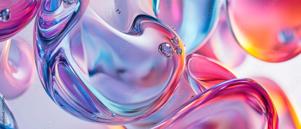 Liquid glass sculptures with bright colors, biomorphic shapes and water ...