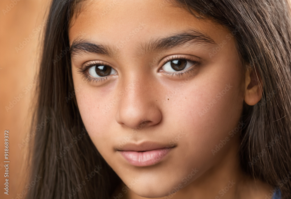 teenager or child, girl, age 8 to 13 years, hispanic light brown hair ...