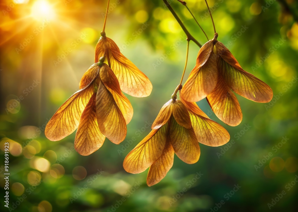 Delicate, paired maple samara seeds with fluttering wings, a ...