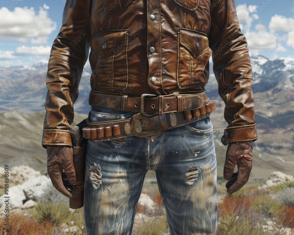 Rugged Rancher in Worn Leather Gear A Portrait of Western Grit and ...