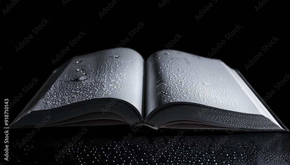Wet blank book, open, white, page, water drop, monograph, old, rain ...