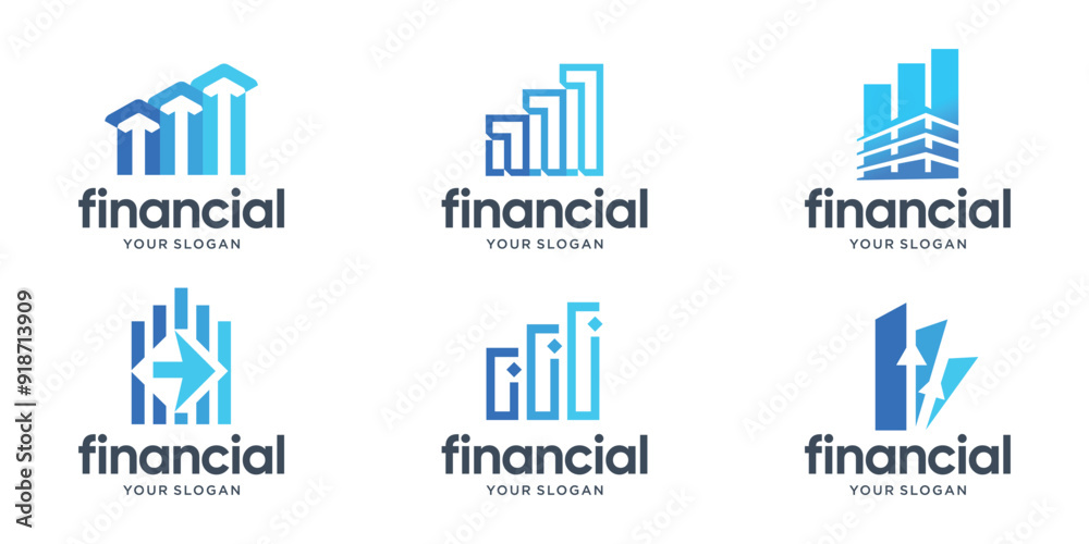collection of financial logos, arrow designs for companies, consulting ...