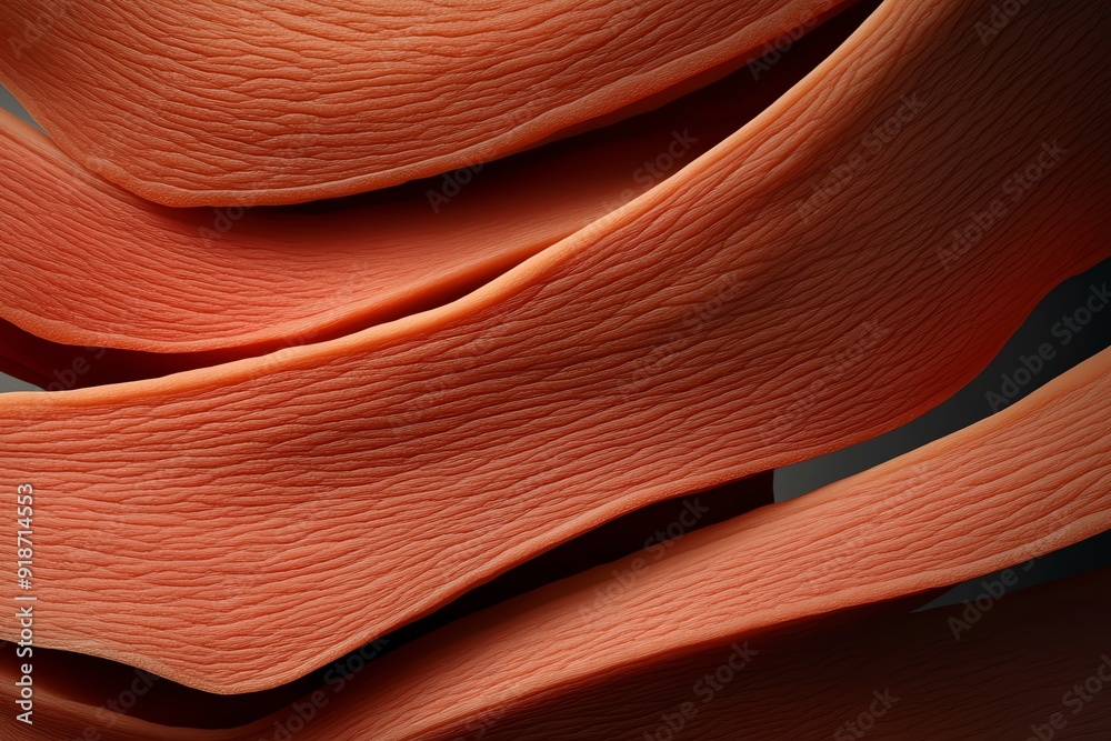 Closeup of the muscle fibers in the transverse colon, showing the ...