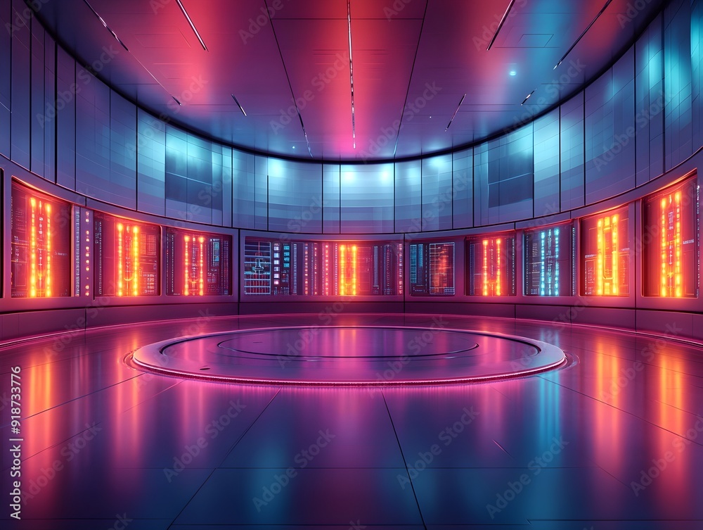 Fusion Reactor Control Room Bathed in Chromatic Glow Intense Complexity ...