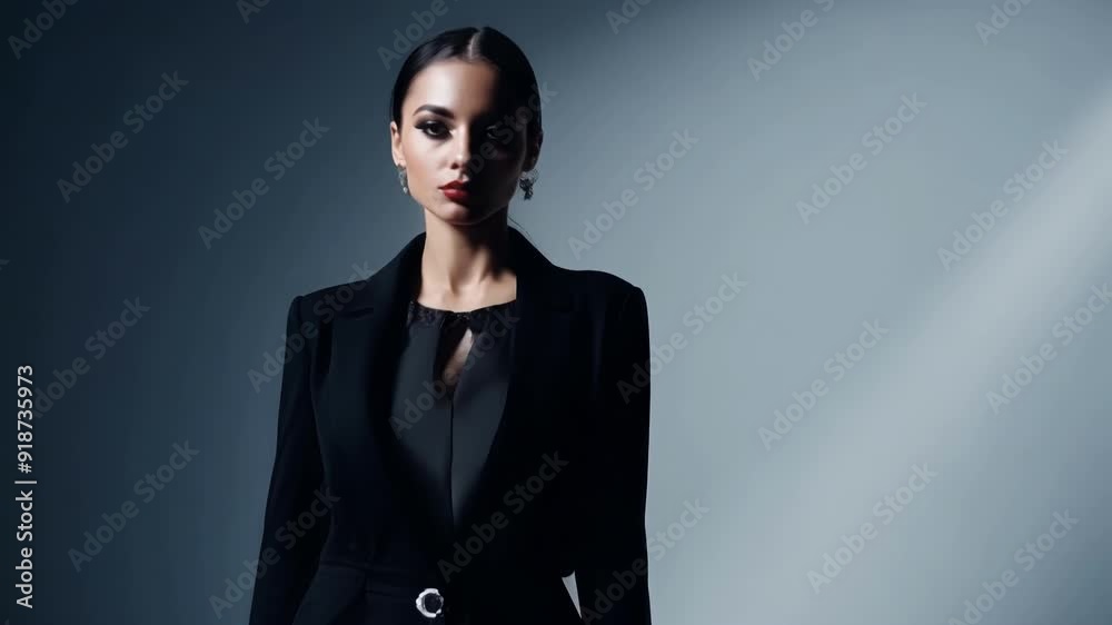 A models intense smize as she stares into the camera wearing a ...