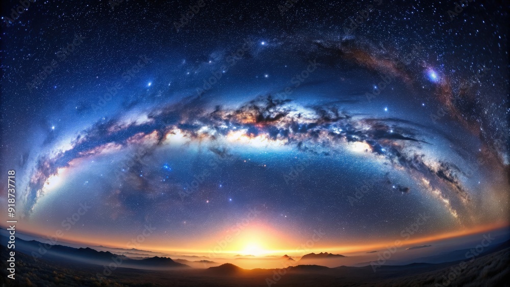 Night sky with stars in a 360 degree panoramic view, Space, Background ...
