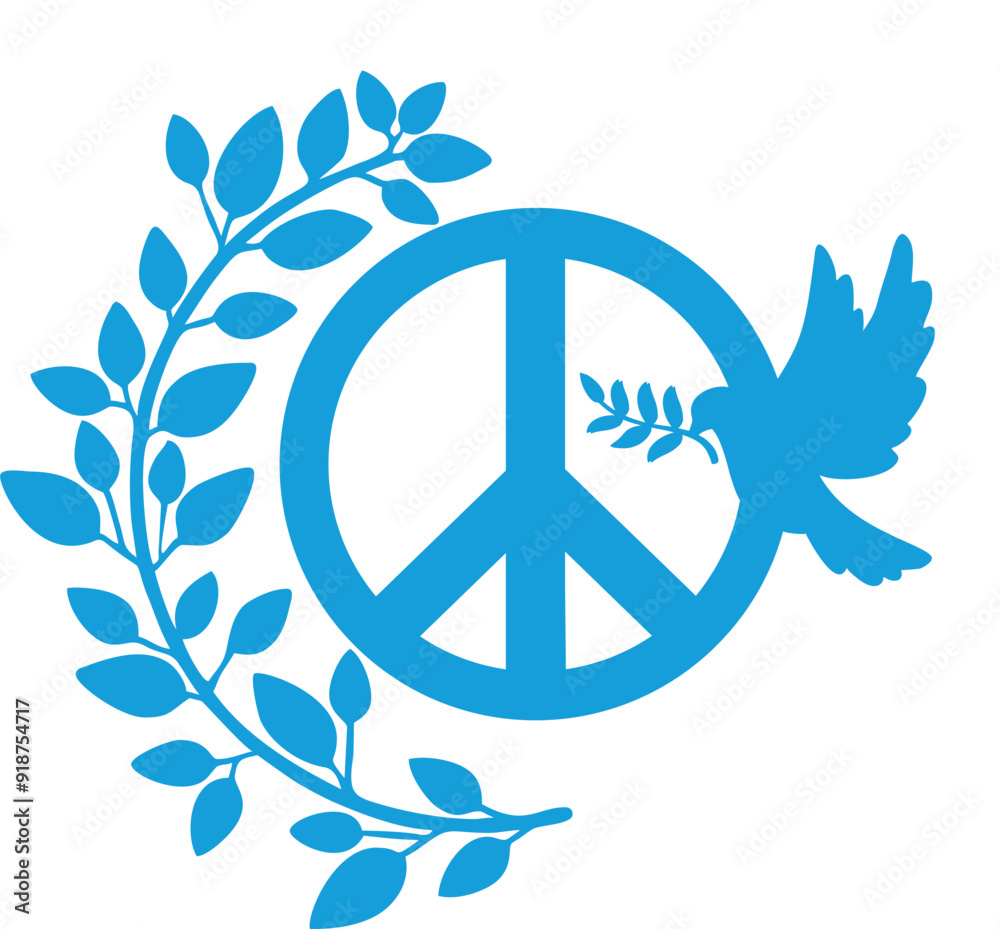 peace sign with laurel wreath SYMBOLS OF PEACE, DOVES, GLOBE, AND WORLD ...