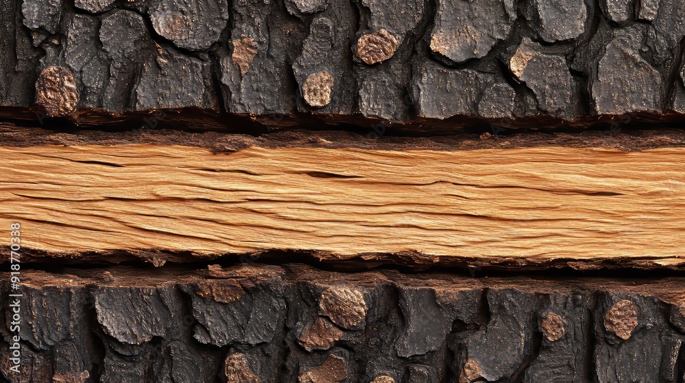 Cross-section of a tree trunk, emphasizing the layers of grain ...