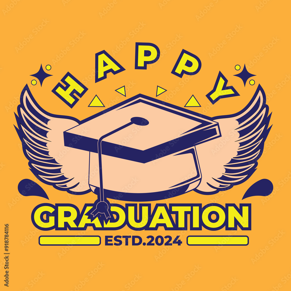 vector illustration design of happy graduation with a toga hat and ...