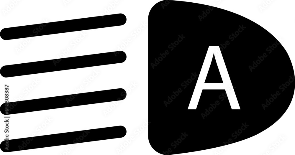 Headlight, light indicator dashboard Flat icon. Vector high beam. Car ...