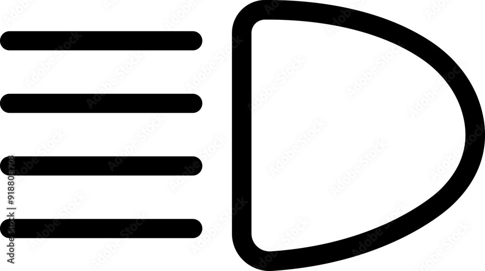 Headlight, light indicator dashboard linear icon. Vector high beam. Car ...