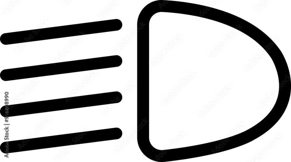 Headlight, light indicator dashboard linear icon. Vector high beam. Car ...