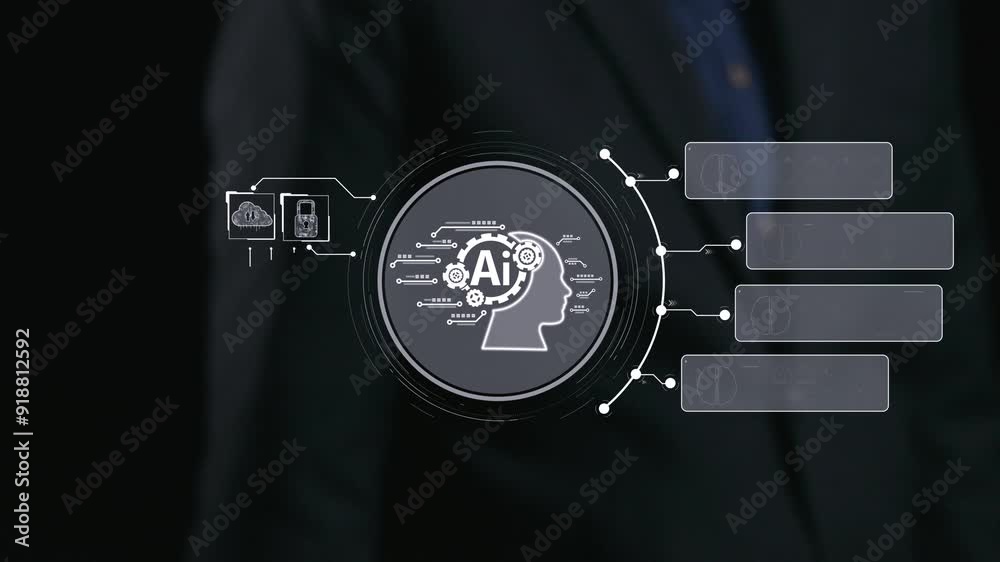 Human interact with AI artificial intelligence brain processor in concept of AI artificial ...