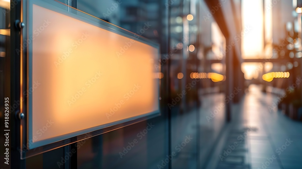 Transparent glass sign plate on wall mockup Template of a blank ...