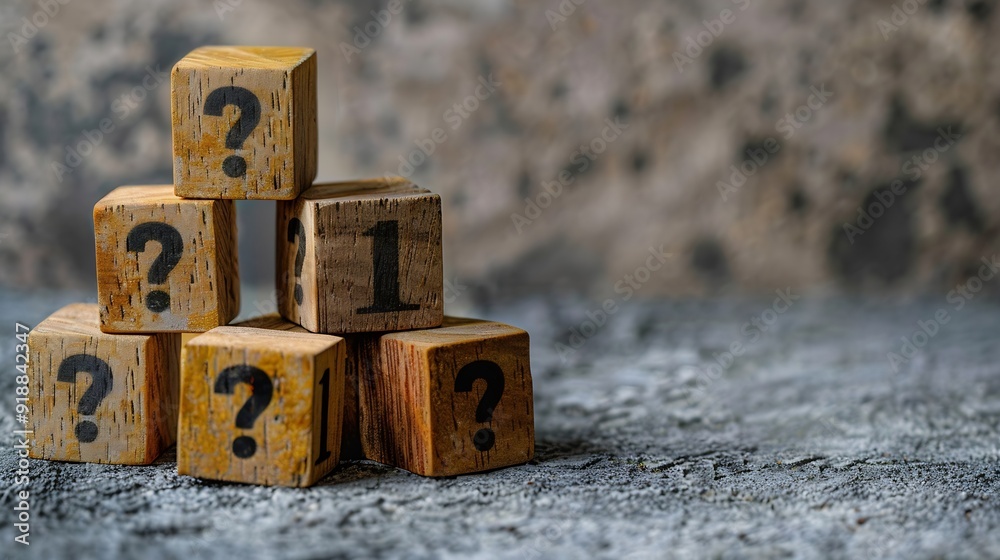 Blocks with question marks and copy space Questions and problem solving Frequently asked ...