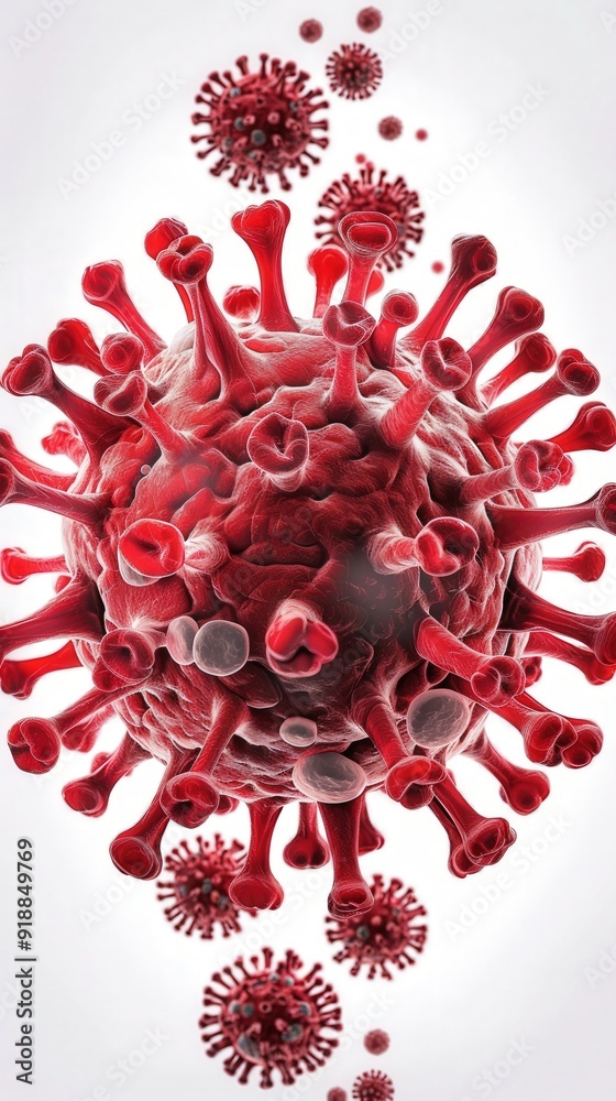 Detailed microscopic view of a virus, showcasing its structure and ...