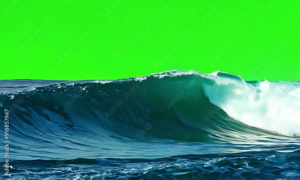 Ocean wave under vibrant green screen background with ai generated ...