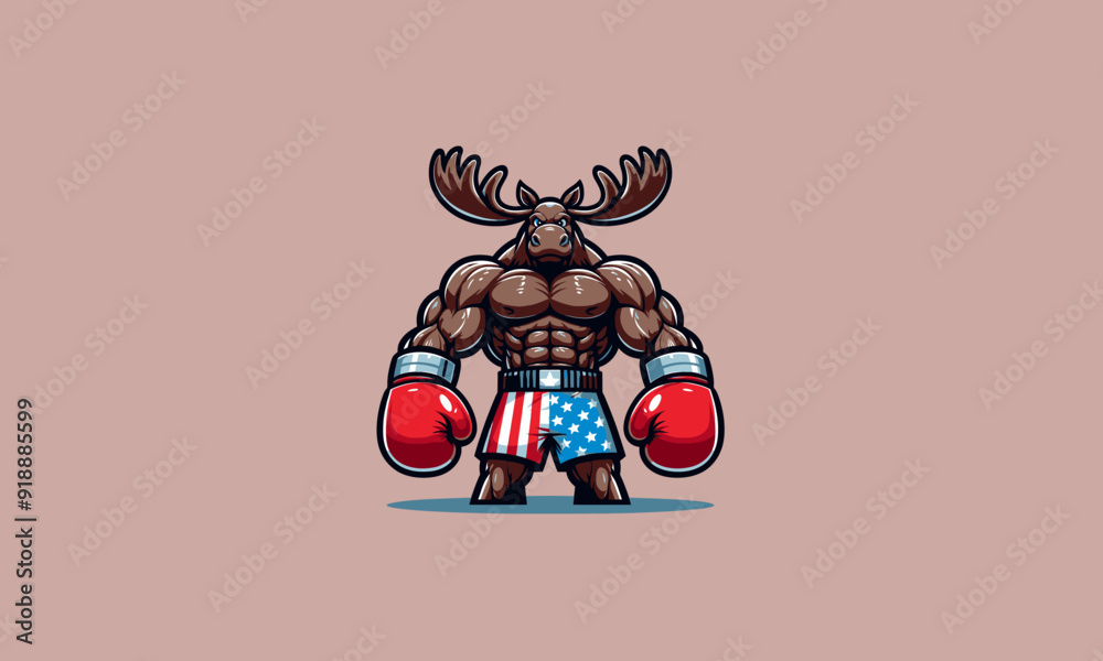 character moose wearing boxing gloves and shorts emblazoned with the ...