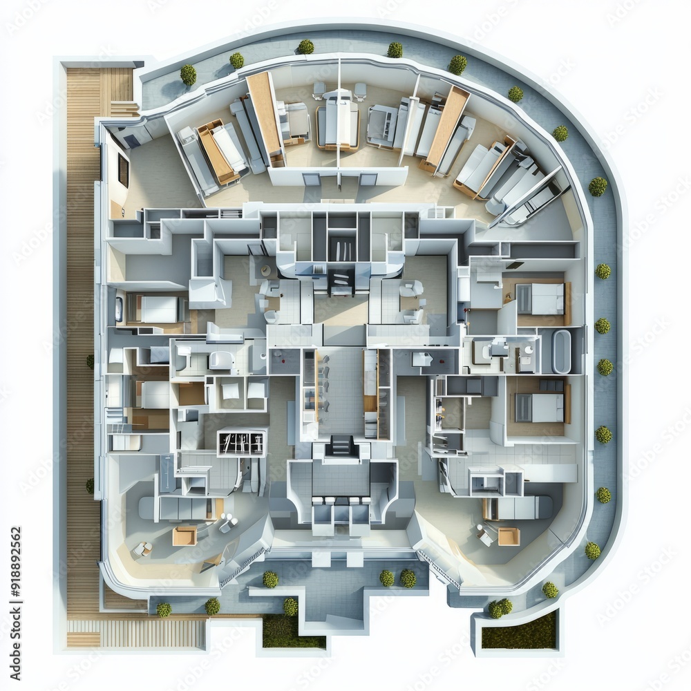 D Render of a hospital with a large emergency and trauma center ...