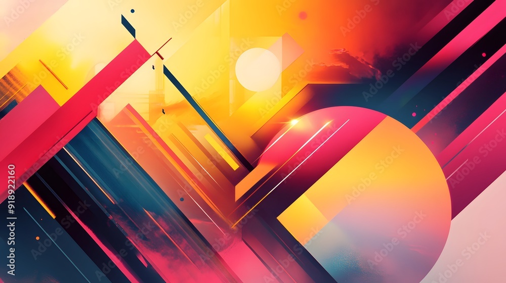 49. Modern abstract geomatics with angular shapes and fluid color ...