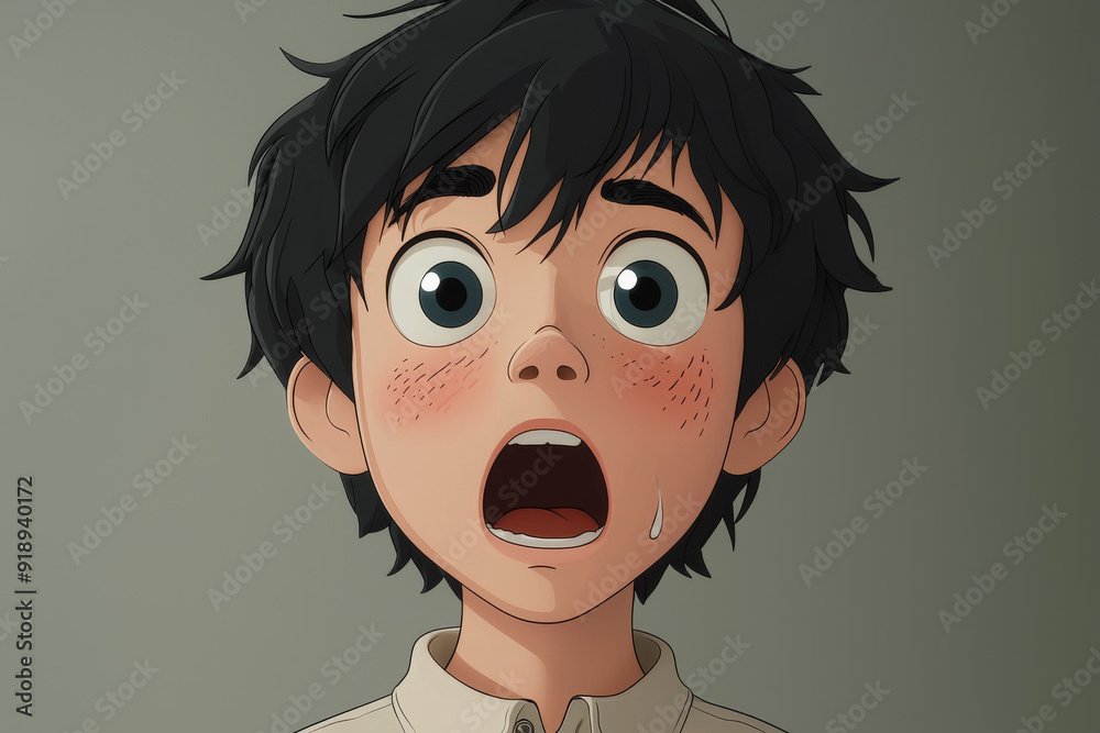 Shocked scared amazed cartoon character adult man male guy person ...
