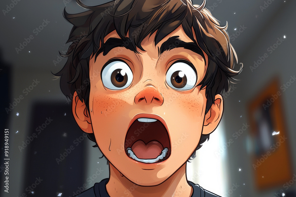 Shocked scared amazed cartoon character adult man male guy person ...