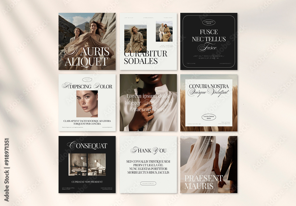 Aesthetic Social Media Template Set RGB Stock Template | Adobe Stock