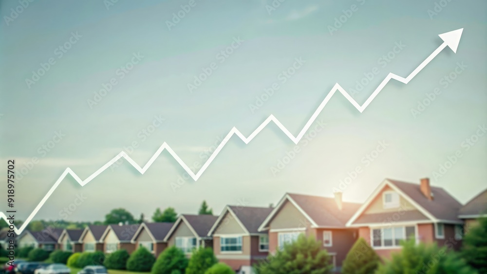 Upward Housing Sales: Image showing a neighborhood with an overlaid ...