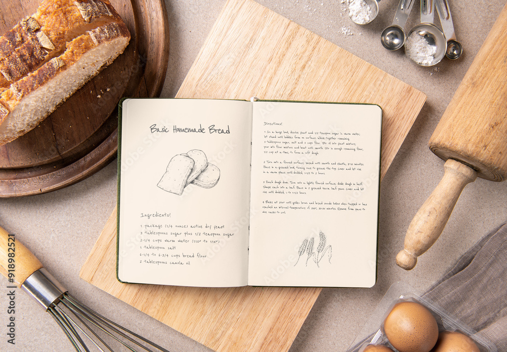 Stationery Flatlay Open Book Mockup Stock Template | Adobe Stock