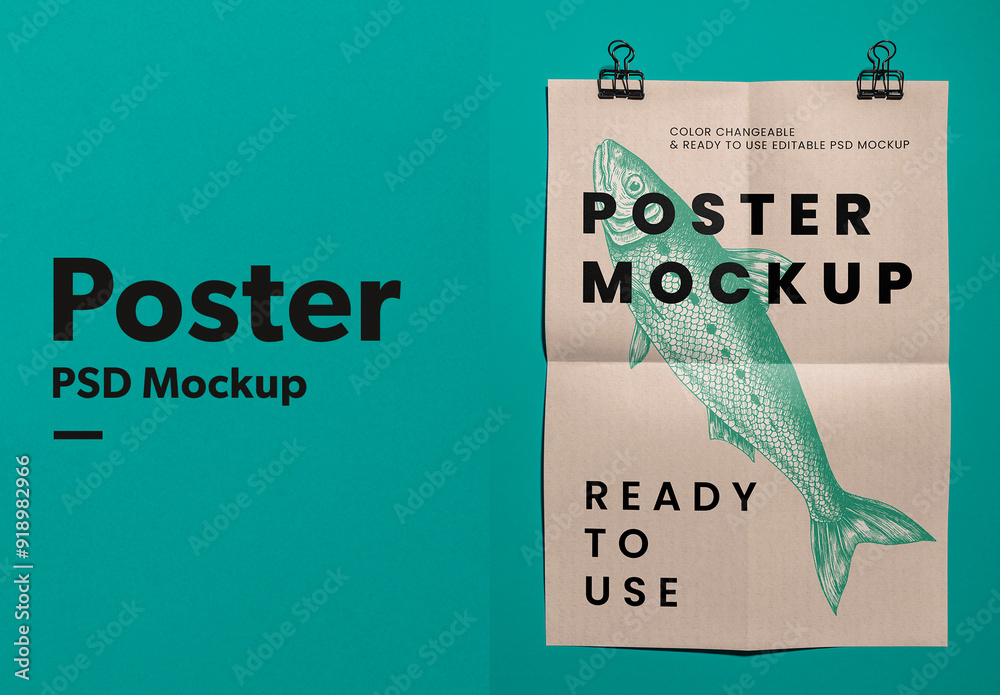 Stationery Hanging Fold Poster Mockup Stock Template | Adobe Stock