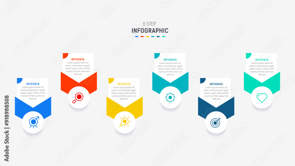 Business infographics design for Six Step, option, parts or process ...