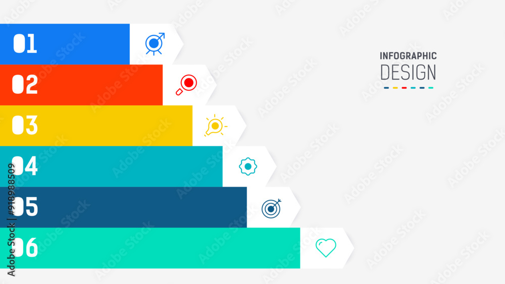 Business infographics design for Six Step, option, parts or process ...