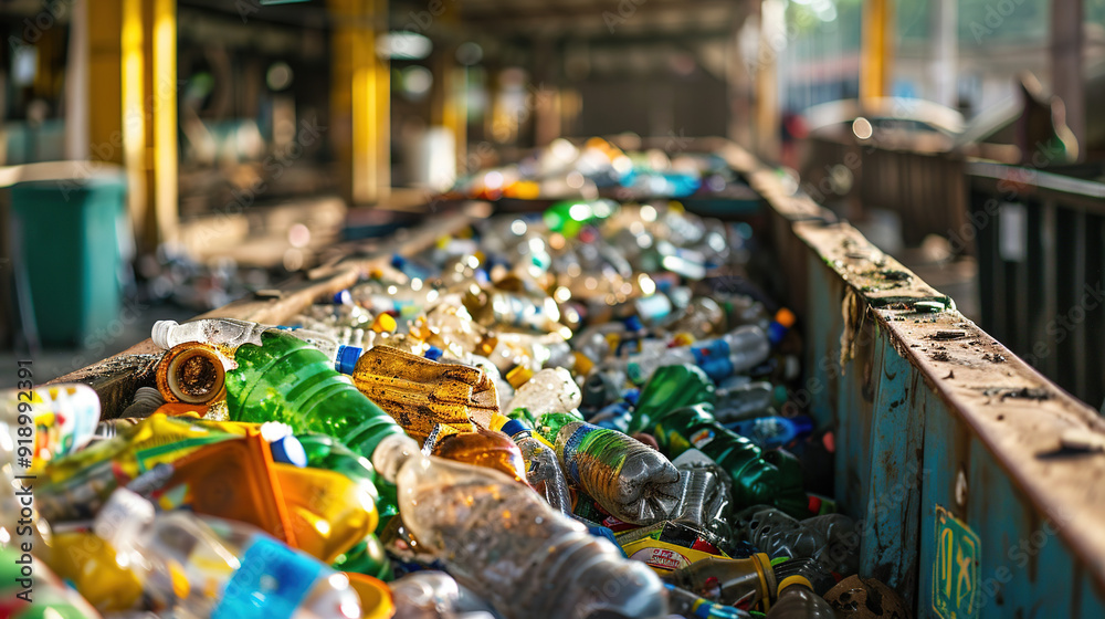A recycling center, emphasizing the organized process of transforming ...