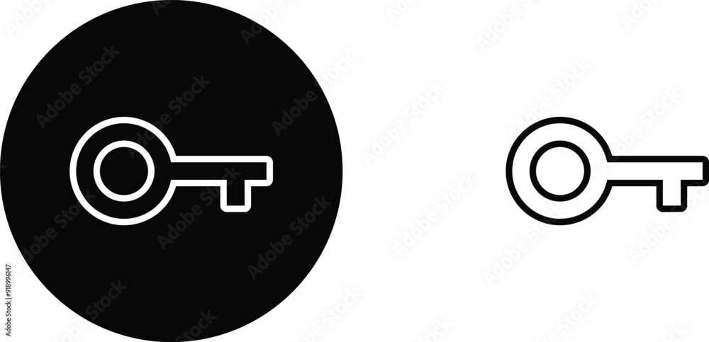 Key icon set. Key black flat and line vector collection isolated on ...