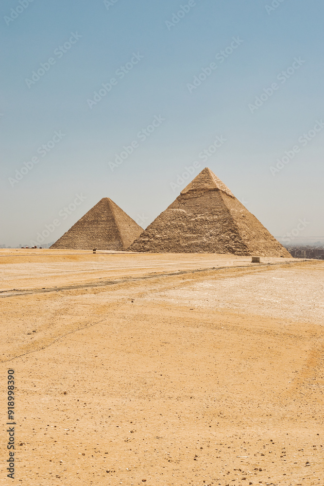 GIZA,EGYPT - JUNE 12 2023: Giza pyramid complex includes three pyramid ...
