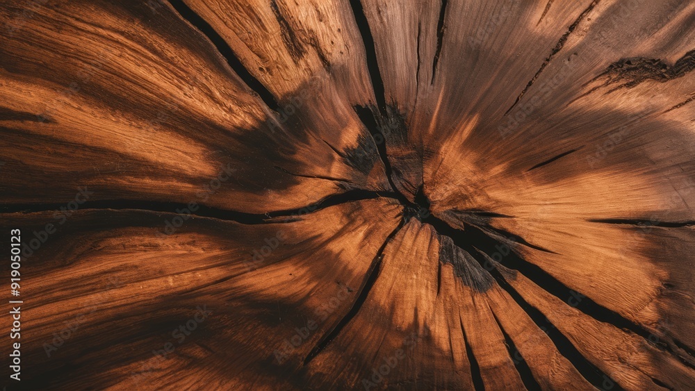 Extreme Close-up Wooden Texture Radial Tree Ring Pattern Intense Grain ...