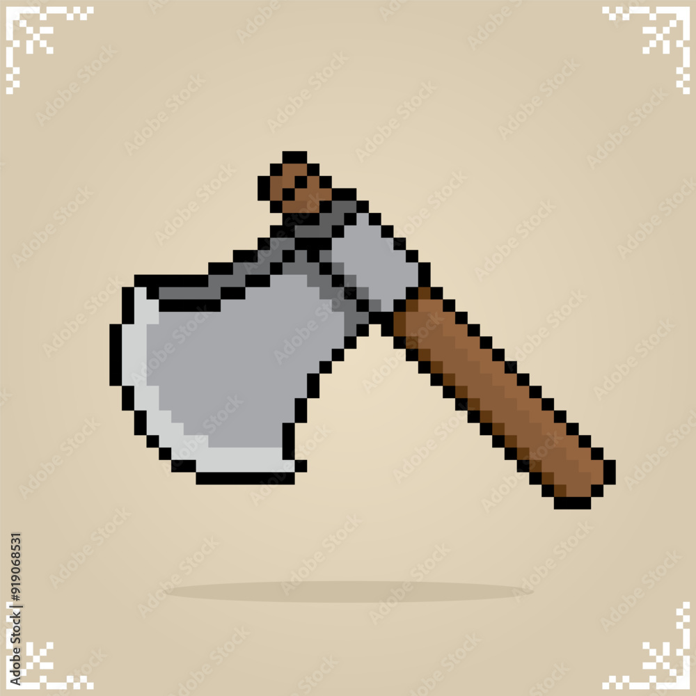 Hand axe in 8 bit pixel art for game assets and Cross Stitch patterns ...