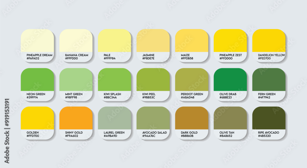 Yellow and Green Color Palette, Yellow and Green Color Guide Palette ...