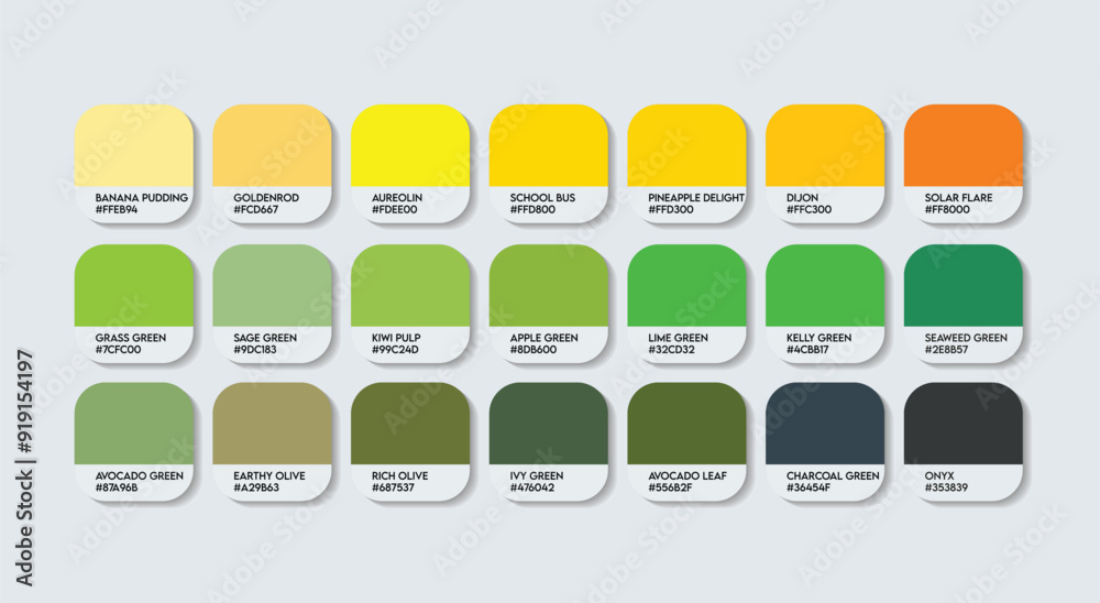 Yellow and Green Color Palette, Yellow and Green Color Guide Palette ...