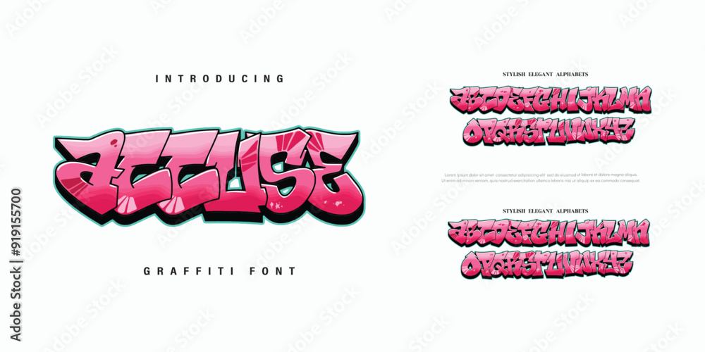 Graffiti Bubble Alphabet, Dripping gradient color paint font with ...