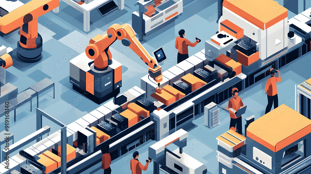 Collaborative Robots Working with Humans - An illustration of ... Collaborative Robots Working with Humans - An illustration of ...