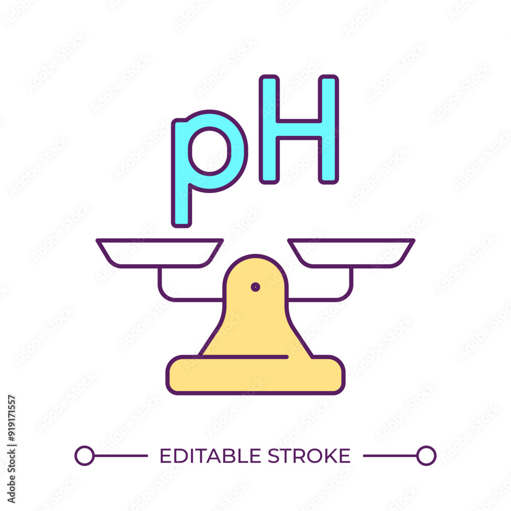 PH level RGB color icon. Acidity and basicity. Chemical analysis. PH ...