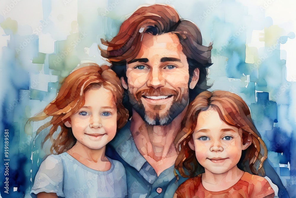 pixel art watercolor a pixel art family portrait but with soft f Stock ...