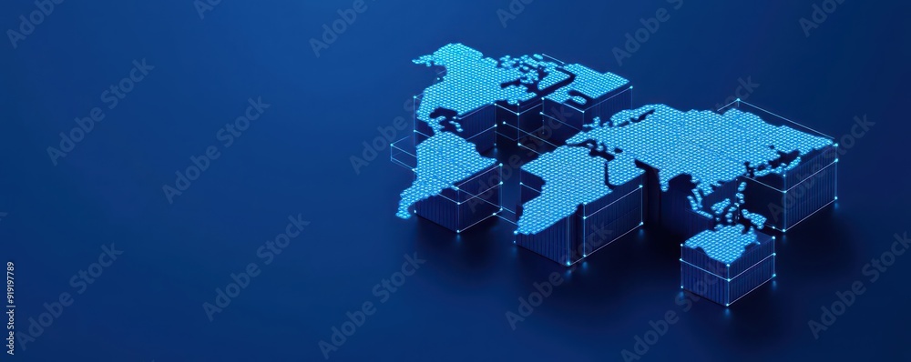 Global logistics map connecting e-commerce warehouses, detailed routes ...