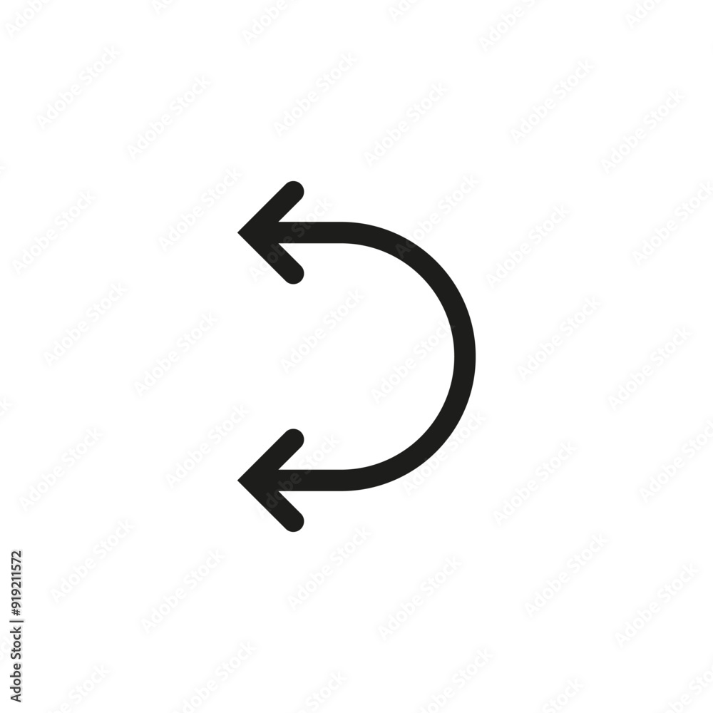 Dual semi circle arrow. Vector illustration. Semicircular curved thin ...