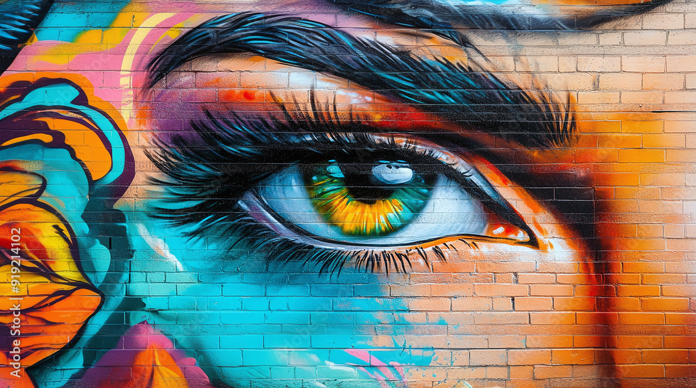 Urban graffiti murals showcasing distinctive color schemes and styles ...