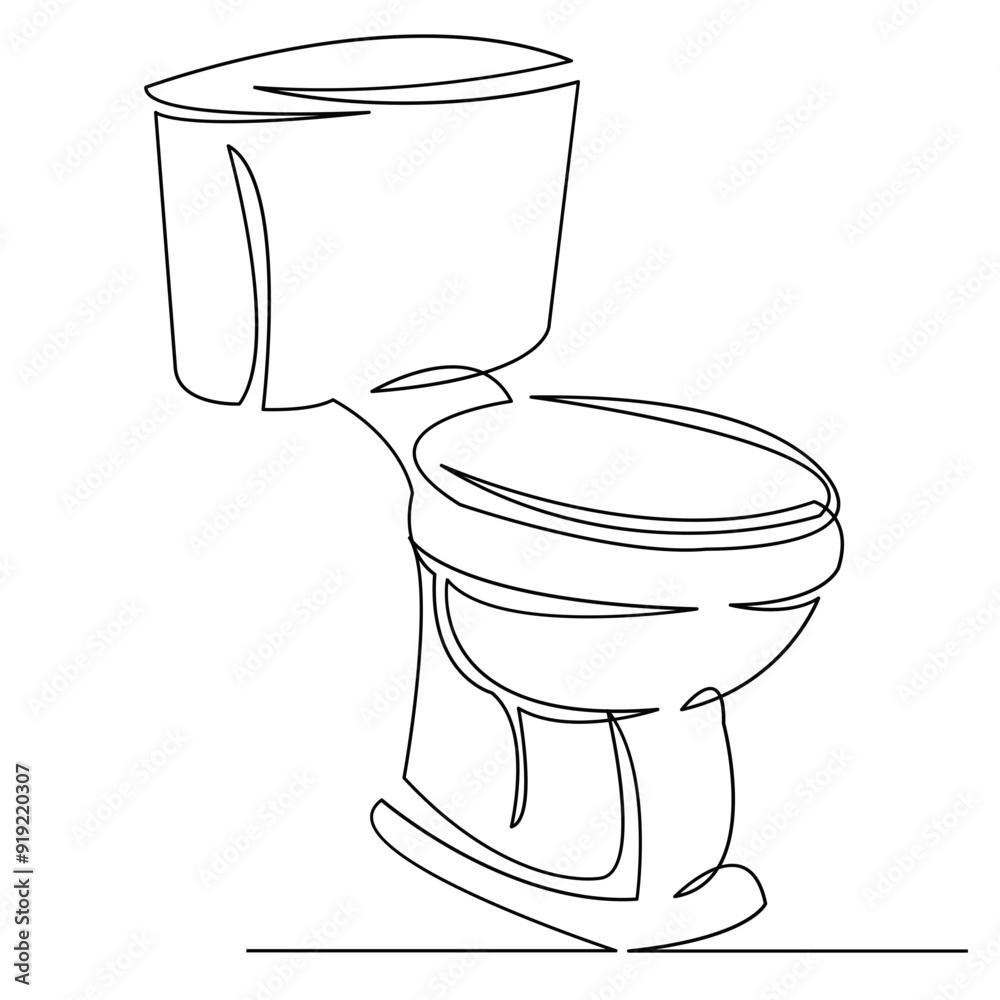 continuous single drawn one line toilet toilet bowl hand-drawn picture ...