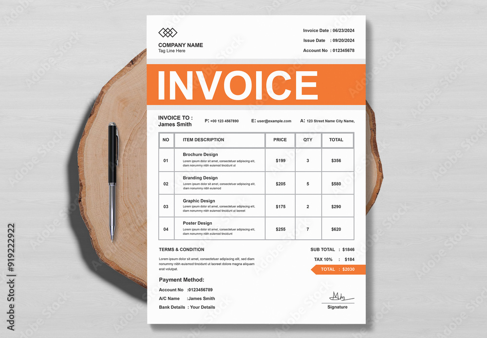 Simple Invoice Layout Stock Template | Adobe Stock