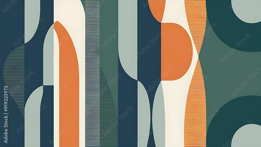 This mid-century abstract background features captivating wallpaper ...