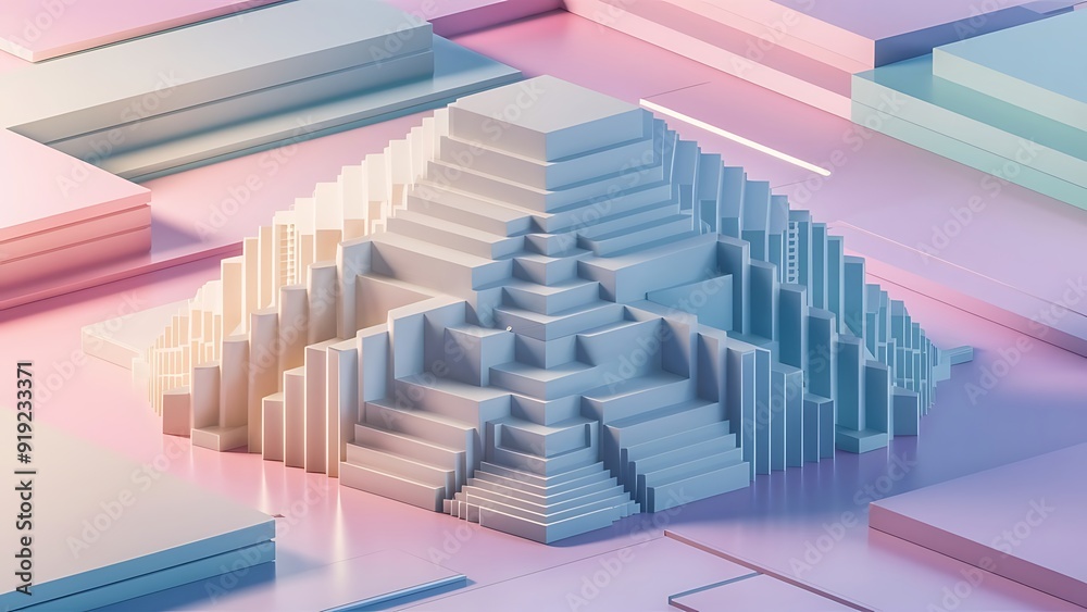 Pastel Colored Tech Background with a Geometric 3D Structure. Clean ...